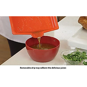 Karving King Dripless Cutting Board 2 in 1 System Non Slip Feet & Spikes Hold Food in Place while Carving Juice Groove Fills Drip Collection Drawer for Gravy & Easy Clean Up - Blue