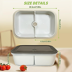 Veggie Trays with Lid, 2 Pack Meal Prep Containers, Food Storage Containers with Lids, 2 Removable Compartments Food Containers for Fruits/Vegetables/Snacks, Dishwasher Safe, BPA Free & Leak Proof