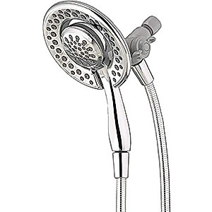 Delta Faucet 4-Setting In2ition 2-in-1 Dual Shower Head with Handheld, Chrome Round Shower Head with Hose, Detachable Shower Head, Hand Held Shower Head, Chrome 75486C