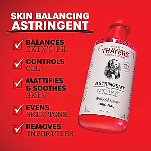 THAYERS Original Witch Hazel Astringent with Aloe Vera, 12 Ounce Bottle