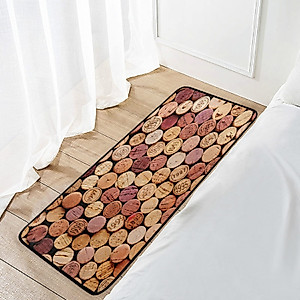 Kitchen Rug Wine Cork Bathroom Area Floor Mat Washable Non-Slip Bath Carpet Doormat 39x20 inch