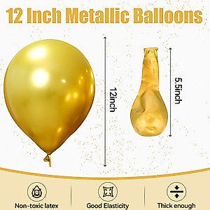 TILBLKUP 100 PCS Gold Balloons 12Inch Chrome Metallic Gold Balloons,Metallic Gold Balloons for Wedding Party Birthday Baby Shower Graduation Anniversary Garland Arch Decoration