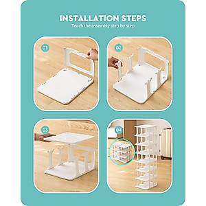 Baffect 8 Tier Shoe Rack, Free Standing Shoe Storage Organizer for Closet, Plastic Stackable Shoe Storage Tower, Vertical Shoe Holder for Entryway Space Saving Narrow Shoe Cabinet (White)