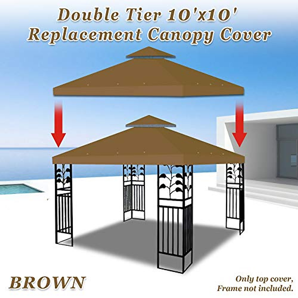Strong Camel Double Tier Replacement Cover for 10'X10'Gazebo Canopy Top ...