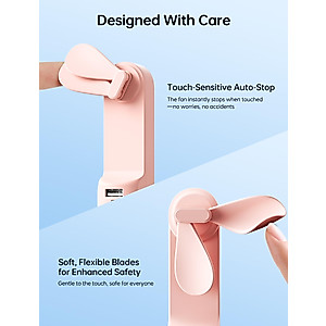 JISULIFE Handheld Mini Fan, 3 IN 1 Hand Fan, Portable USB Rechargeable Small Pocket Fan, Battery Operated Fan [14-21 Working Hours] with Power Bank, Flashlight Feature for Women,Travel,Outdoor-Pink, 1 Count (Pack of 1)