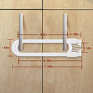 Adoric Sliding Cabinet Locks, 4-Pack U Shaped Baby Safety Locks, Childproof Cabinet Latch for Kitchen Bathroom Storage Doors, Knobs and Handles (White)