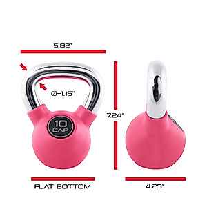 CAP Barbell Colored Rubber Coated Kettlebell with Chrome Handle, 10 lb (SDKR-010C)