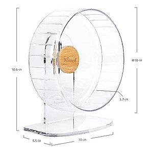 Niteangel Super-Silent Hamster Exercise Wheels - Quiet Spinner Hamster Running Wheels with Adjustable Stand for Hamsters Gerbils Mice Or Other Small Animals (M, Transparent)