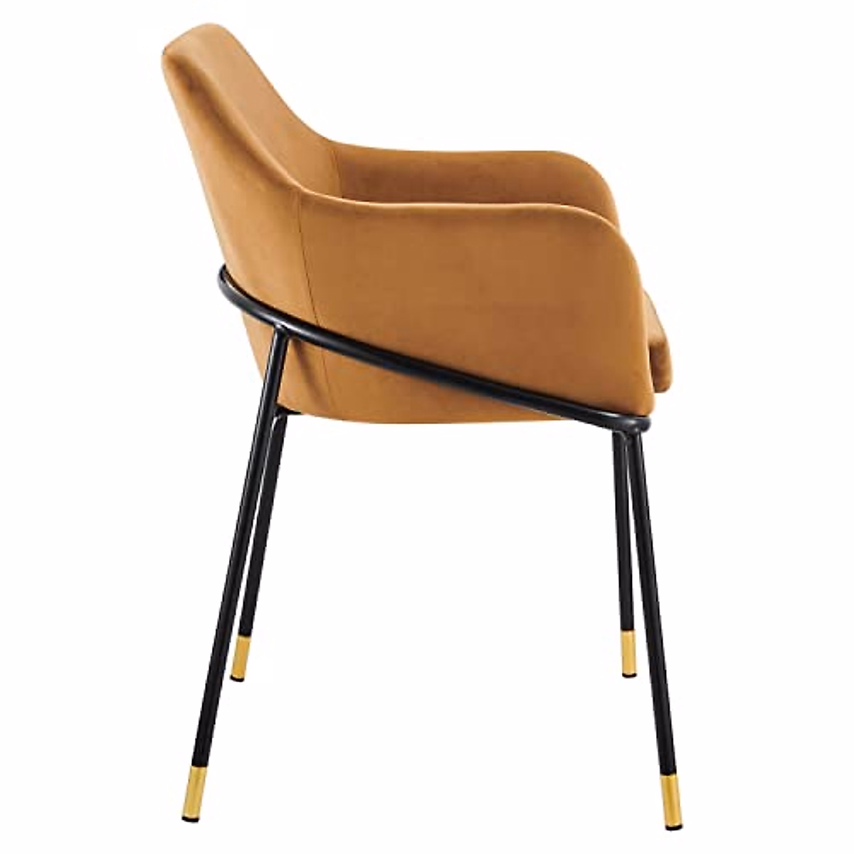 Modway Jovi Performance Velvet Dining Armchair in Black Cognac