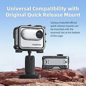 Rszfnjxry Aluminum Frame Cage with Lens Silicone Case for Insta360 GO 3,Metal Protective Durable Housing Case with Cold Shoe Mount (Model Number 2)