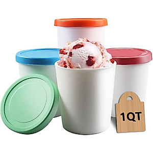 INANNING Modern and Sleek Ice Cream Containers (4 Pcs) - Reusable, Leak Resistant, Freezer & Microwave Safe