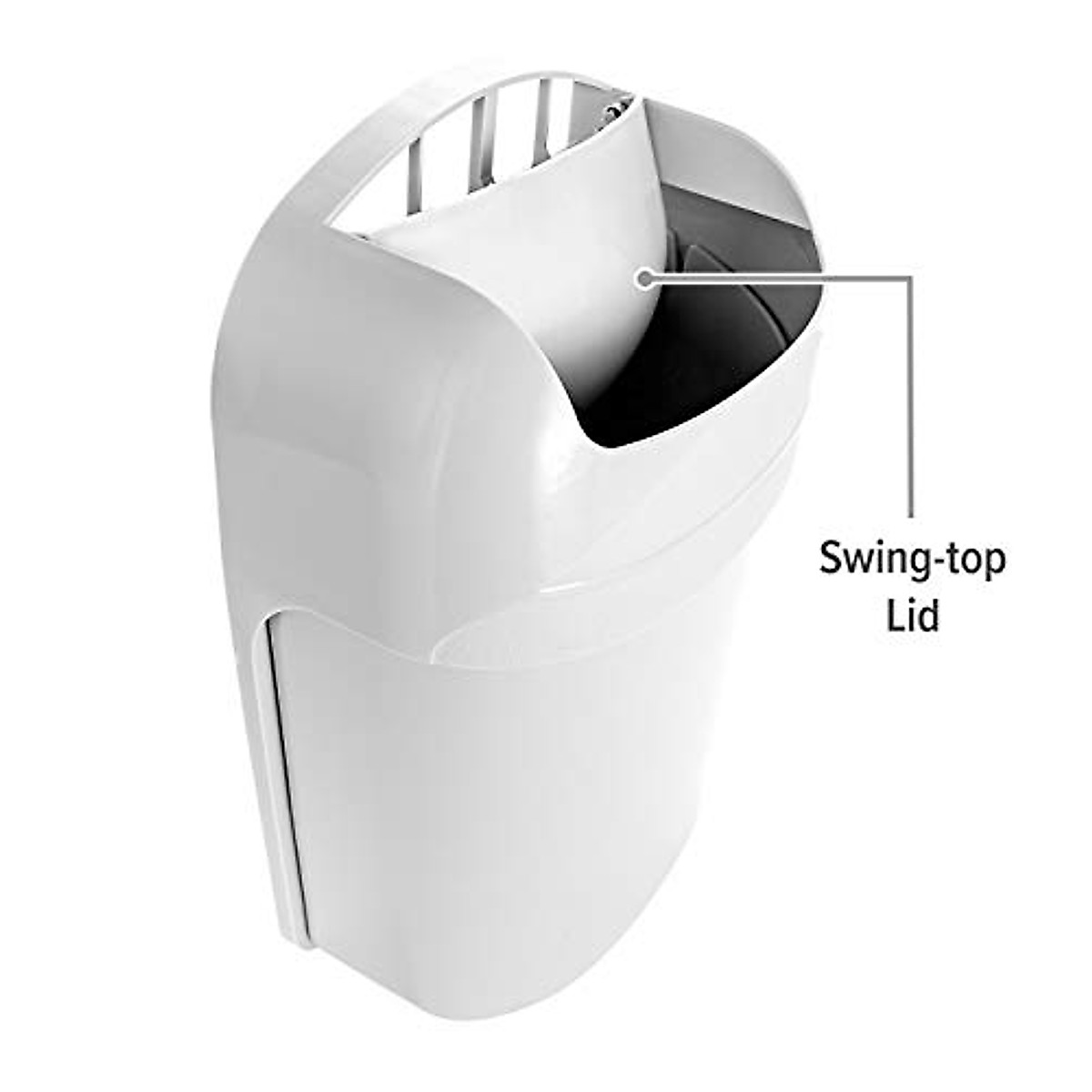 Camco Cabinet Mount Trash Can | Ideal for Tight Spaces in an RV, Boat, Apartment, Dorm Room or Tiny House | Measures 13.5" x 8.5" x 5" (43962)