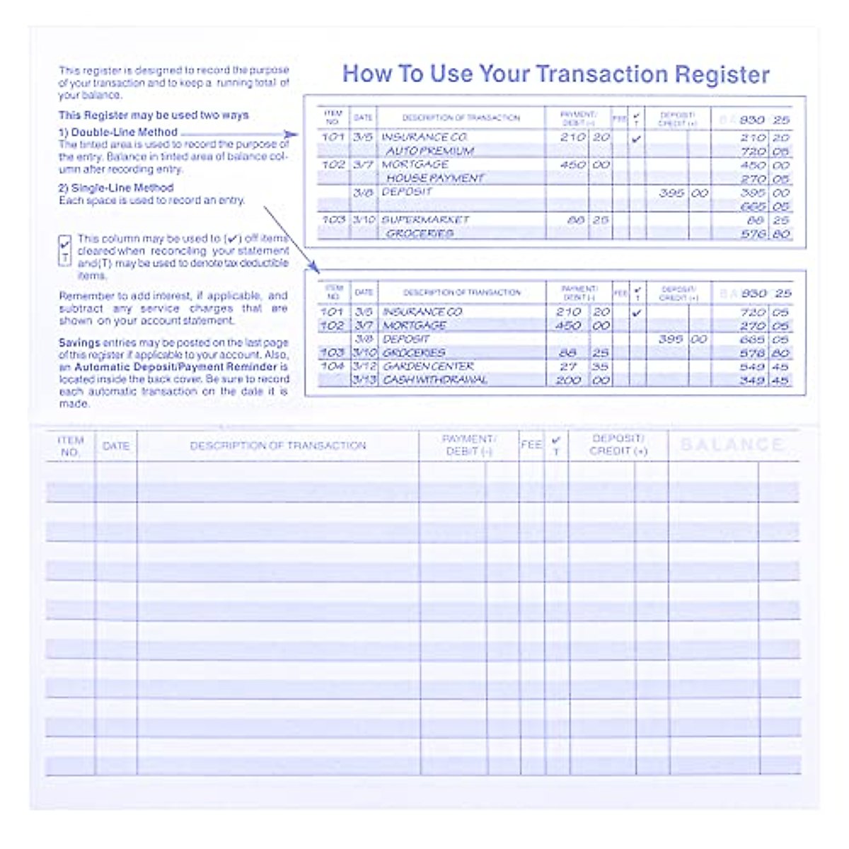 12 PCS Check registers for Personal Checkbook, Upgrade Checkbook Register and transactions Ledgers.