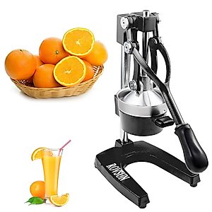 ROVSUN Professional Citrus Juicer Lemon Squeezer, Commercial Manual Fruit Press Juicer for Lemon Pomegranate Orange Juice, Heavy Duty Hand Press Orange Juicer Press and Lime Squeezer Stand (Black)