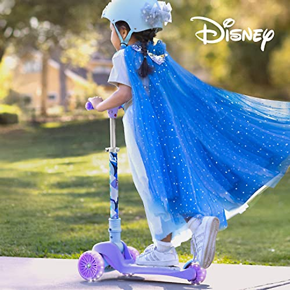 Jetson Disney Frozen 3-Wheel Kick Kids Scooter, LED Lights on Stem, Light-Up Wheels, Height-Adjustable Handlebar, Lean-To-Steer System, Easy-Folding Mechanism, Ages 3+, Purple, JFRZN-3KIK