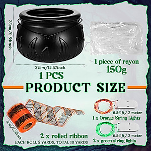 Liliful Halloween Cauldrons Decorations Black Plastic Bubble Witch Large Cauldron DIY Set Halloween Indoor Outdoor Decor(59 Pcs,14.5 x 9.8 Inch)