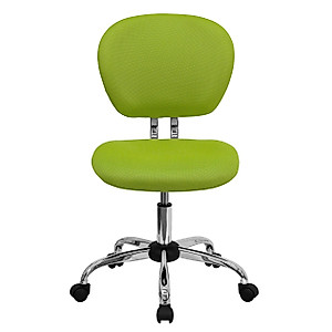 EMMA + OLIVER Mid-Back Apple Green Mesh Padded Swivel Task Office Chair with Chrome Base