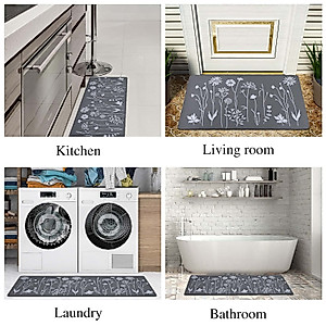 Rempry Kitchen Mat for Floor 0.47inch, Non Slip Thick Kitchen Rugs and Mat Set of 2, Waterproof Cushioned Anti Fatigue Kitchen Mat, 17"x47"+17"x29" Grey