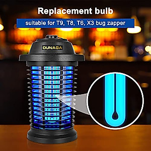 DUNAGA Replacement Bulb for T9, T6, T8 Bug Zapper, 15W, 4-Pin Base, U-Shaped Twin Tube Bulb, White-1