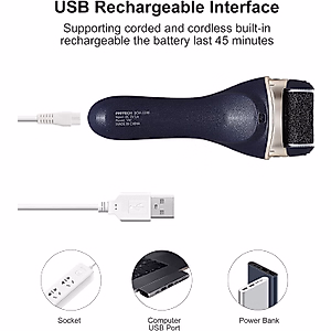 Electric Feet Callus Removers Rechargeable, Portable Electronic Foot File Pedicure Tools, Electric Callus Remover Kit, Professional Pedi Feet Care for Dead, Hard Cracked Dry Skin Ideal Gift (Black)