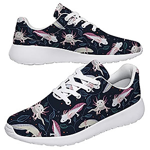 vogiant Womens Tennis Shoes Casual Lightweight Sneaker Soft Comfortable Running Shoes Axolotl Print,US Size 10 Women/8.5 Men Black
