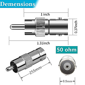 Warmstor 10 Pack BNC Female Jack to RCA Male Plug Adapter Converter Straight Connector for CCTV Security Camera