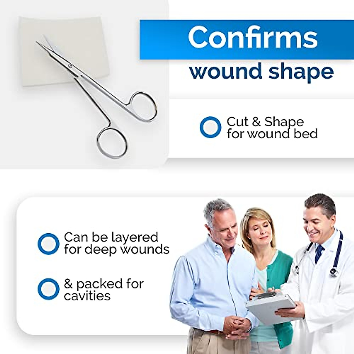 Calcium Alginate Wound Dressing 8" x 8" -Simpurity- Individual Thick Pads Antimicrobial Alginate Dressing Fiber Padding Medical Soft Wound Care for Bed Sore-Pressure Sore-Diabetic Foot, Box of 10