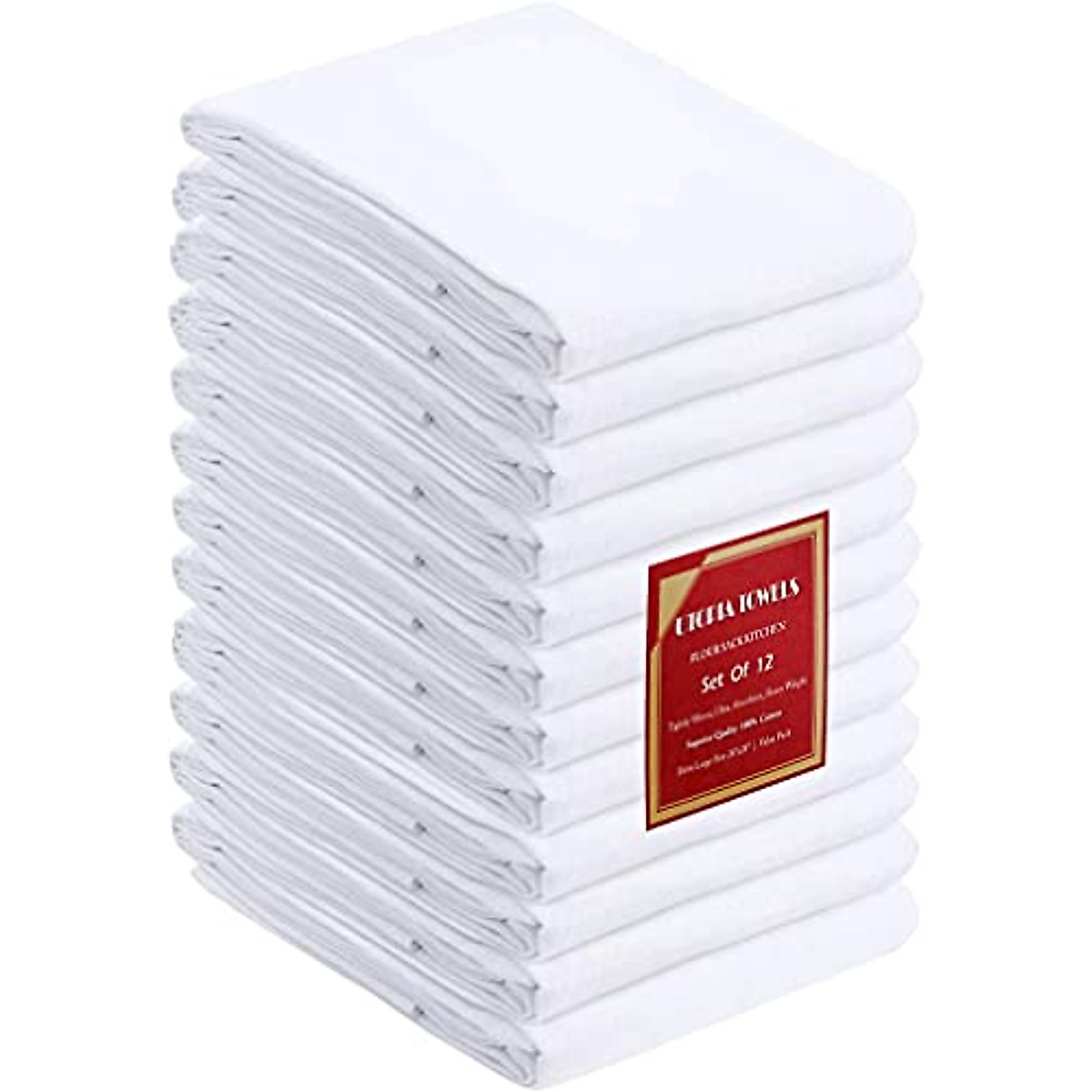 Utopia Towels Premium Bundle - 1 Cotton Washcloths White (12x12 inches), Pack of 24 with Flour Sack Dish Towels, 12 Pack - 28 x 28 Inches and Dish Towels 12 Pack - 15 x 25 Inches