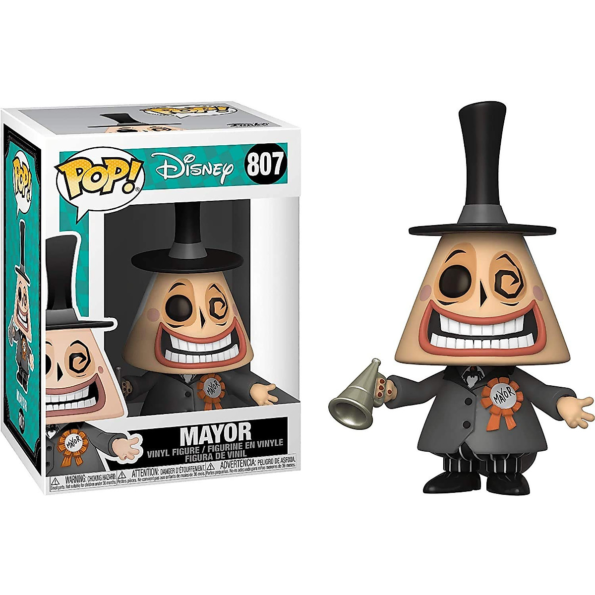 POP Disney The Nightmare Before Christmas Mayor with Megaphone Funko Pop Vinyl Figure Bundled with Compatible Pop Box Protector Case Multicolored 3.75 inches