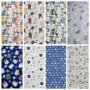 8Pcs Cute Animal Cats Fabirc Fat Quarters Cotton Fabric Bundles,for Quilting,Sewing and DIY Crafts,18 x 22 inches. …