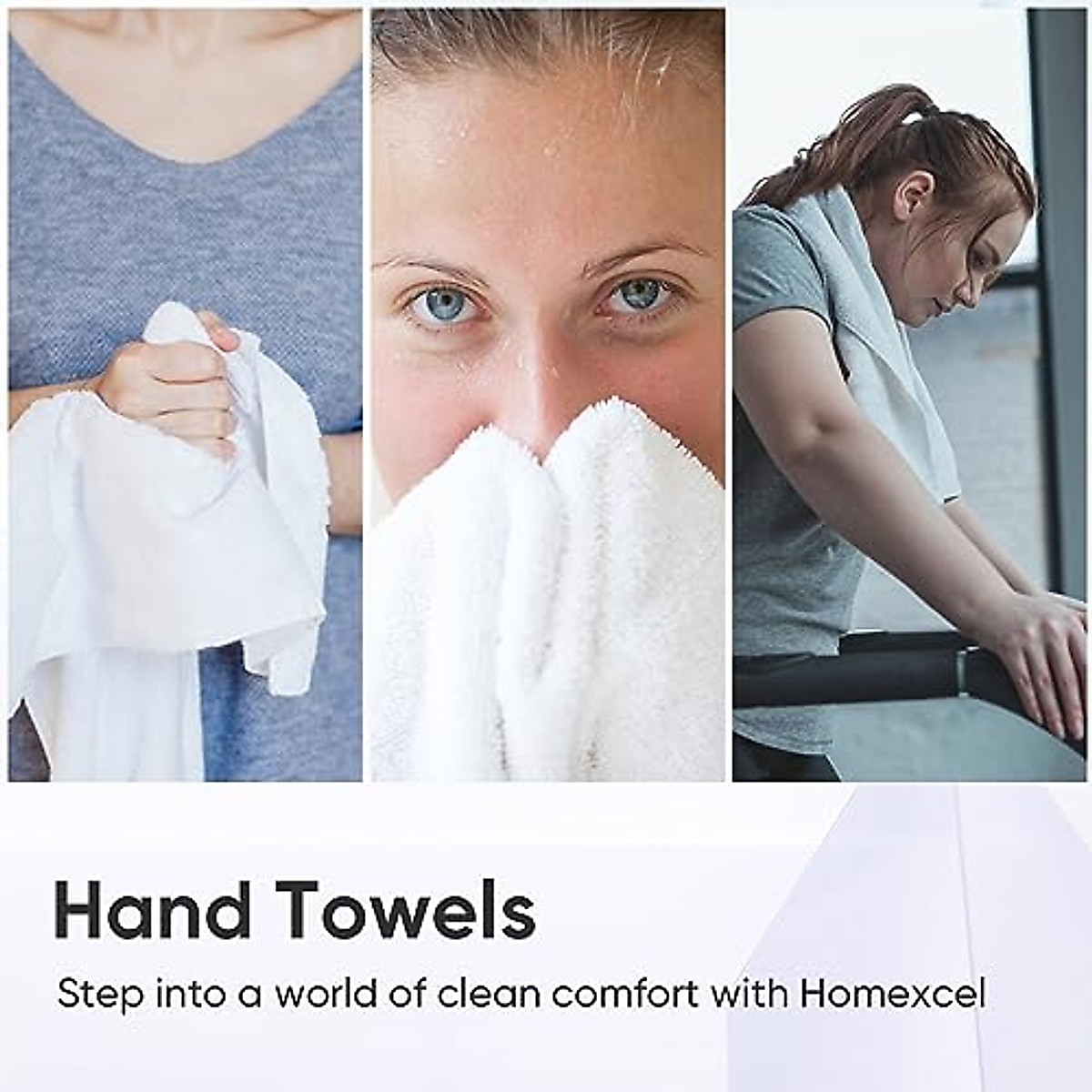 HOMEXCEL White Hand Towels for Bathroom 12 Pack, Highly Absorbent Microfiber Hand Towel, Multipurpose Gym Towels Camping Towels Spa Towels Hotel Towels, Soft and Quick Drying Hand Towel 15 x 25 inches