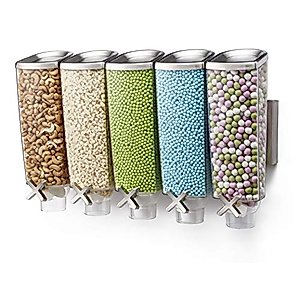 Rosseto EZ-SERV 5W Wall Mount Dry Food Dispenser, Silver, Five, (EZP2890)