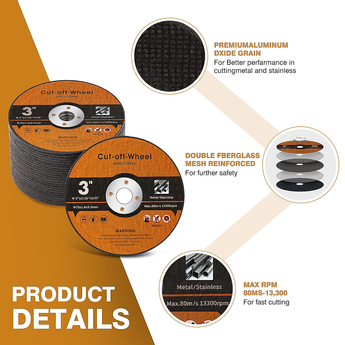 Shawya 25 PCS 3 Inch Cut Off Wheels Metal and Stainless Steel Cutting Wheel for Angle Grinder 3"x1/16"x3/8"Cutting disc Die Grinder Cut Off Wheel Fits Any Angle Grinder Air Tool