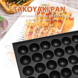 Anxingo Takoyaki Pan - 28 Hole Takoyaki Maker Baking Pan 1.5" Half Sphere Takoyaki Maker for Baking Cooking,Aluminium