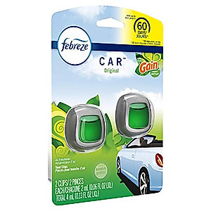 Febreze Car Air Fresheners, Gain Original Scent, Odor Fighter for Strong Odors Car Vent Clips (2 Count)
