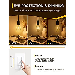 UNILAMP E26 LED Bulb 60 Watt Equivalent Dimmable, 6W Edison Light Bulb, 2700K Warm White, 600LM, ST64 E26 Edison Dimmable Bulb, Vintage LED Filament Bulbs, 2 Pack