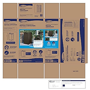 Suncast 33 Gallon Durable Plastic Hideaway Outdoor Garbage Can with Secure Lid and Wicker Design for Home Backyards, Decks, or Patios, Java Brown