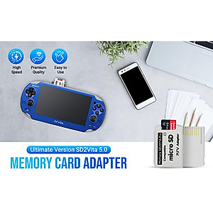 Gamer Gear SD2Vita 6.0 Memory Card Adapter, PS Vita PSVSD Micro SD Adapter PSV 1000/2000 PSTV FW 3.65 HENkaku Enso System, White, 001494