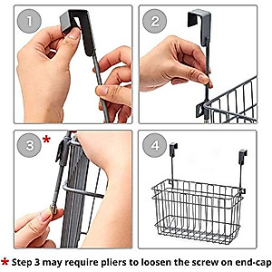 EZOWare Over the Cabinet Door Hanging Organizer Holder, Wall Mountable Deep Metal Storage Basket for Household Kitchen Bathroom Pantry Items (Pack of 2, Small)