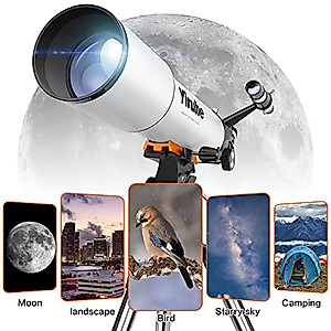Telescope for Adults Astronomy, 80mm Aperture and 500mm Focal Length Refractor Telescope for Beginners. Portable Travel Telescope with Powerful AZ-Mount for Viewing The Moon and Planets