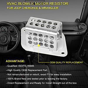 FAERSI HVAC Fan Blower Motor Resistor Replacement for 1997-2001 Jeep Cherokee, 1997-2006 Jeep Wrangler RU-353, 4864957, 3A1101, RU1046, CR158 AC Blower Motor Resistor