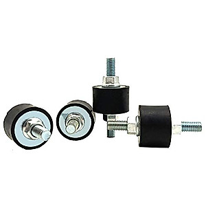 M10 Rubber Studs Shock Absorber Anti-Vibration Isolator Mounts, Rubber Cylindrical Vibration Isolation Mount, for Air Compressors, Garage Motor, Diesel Engines(with Non-Slip Nuts, 4 Pack Double Stud)