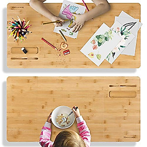 Laptop Desk Nnewvante Bamboo Laptop Table Adjustable Lap Tray Bed Serving Tray Breakfast Table Foldable Coffee Tea Table 5 Tilting Top Angles 4 Latches Large Size 27.95" x 13.8"