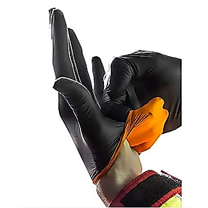HDX Black Dual Layer 6ml Heavy Duty Disposable Nitrile Gloves 2 - 40 Packs - 80 Gloves Total Large