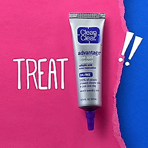 Clean & Clear Advantage Acne Spot Treatment Gel Cream, 2% Salicylic Acid Acne Medication, Witch Hazel, Oil-Free Gel Pimple Cream for Adults & Teens, Salicylic Acid, 3 x.75 Fl. Oz