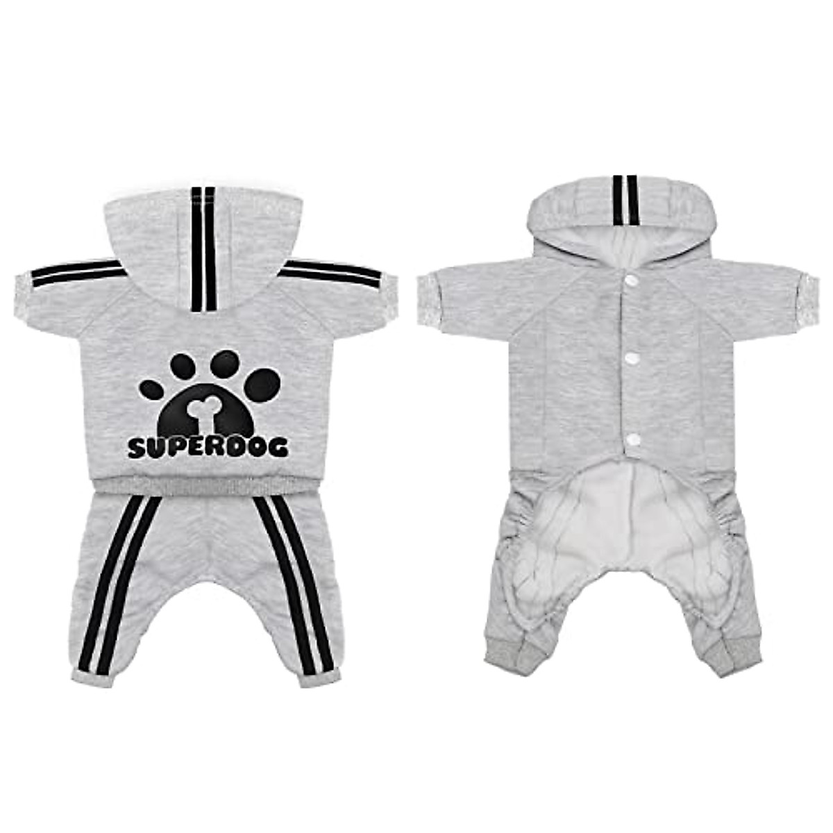 LONTEPET Dog Hoodie 4 Legs Jumpsuit for Small Dogs Puppy Clothes Dog Pullover Sweatshirt Cotton Doggie Winter Coat Cat Apparel (X-Small, Grey)