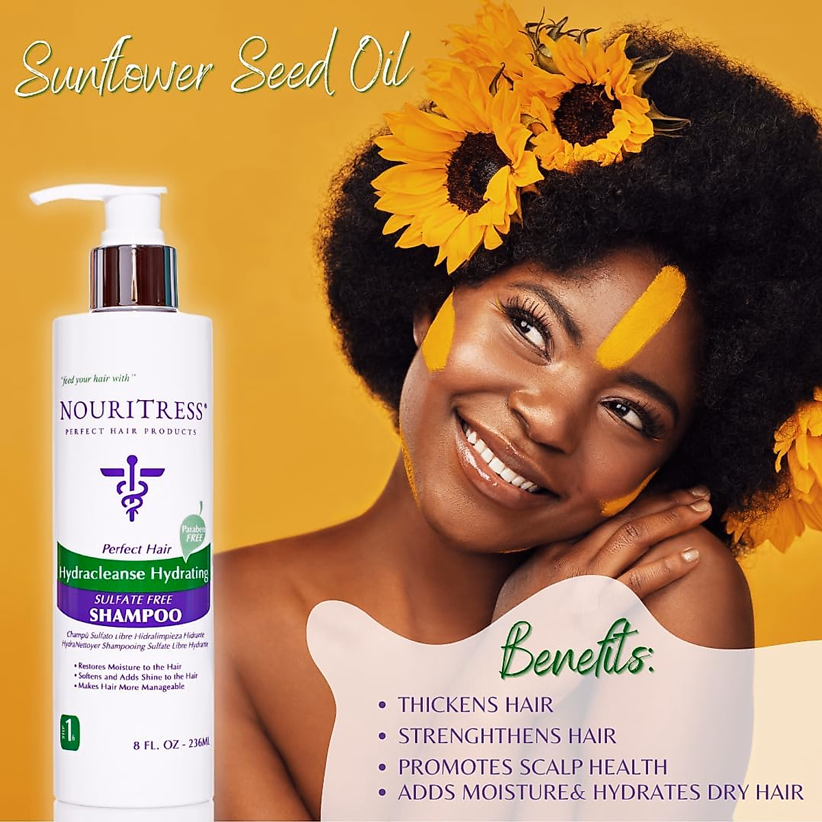 NouriTress HydraCleanse Sulfate Free Shampoo | Natural Ingredients | Softens Hair | Reduces Breakage & Shedding | Safe for Sensitive Scalps | Supports Color Longevity | Provides Moisture & Hydration