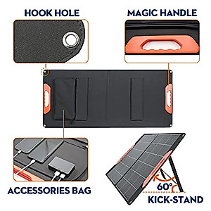 100W Portable Solar Panel Charger for RV & Camping Essentials Solar Power Kit for Home w/ DC & USB Outputs