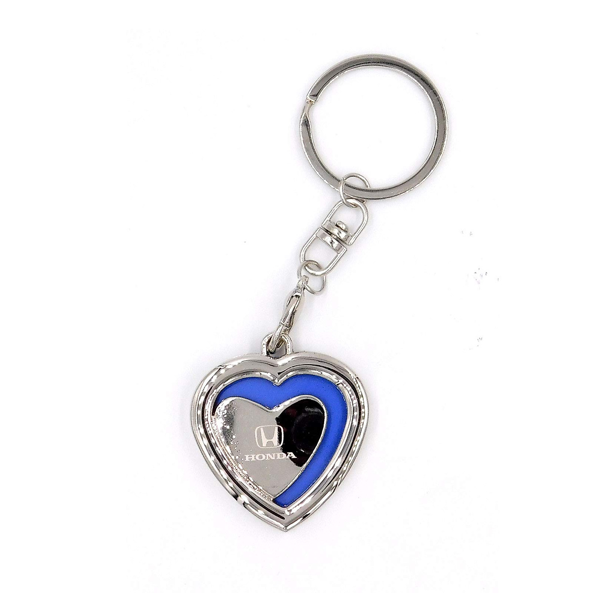 Au-Tomotive Gold Official Licensed for Honda Logo Heart Shaped Blue Photo Keychain Key Ring Fob