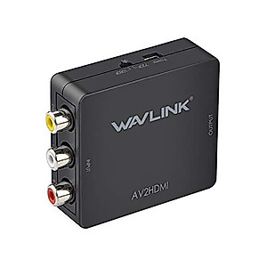 WAVLINK RCA to HDMI Converter, 1080p 3RCA to HDMI CVBS AV Composite Video Audio Adapter with USB Charge Cable Support 1080P for PC Laptop Mini Xbox PS4 PS3 TV STB VHS VCR Camera DVD